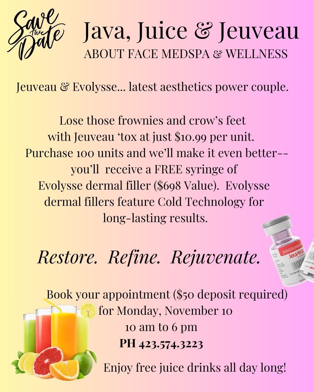 About Face Event - Java Juice & Jeuveau - About Face Medspa & Wellness